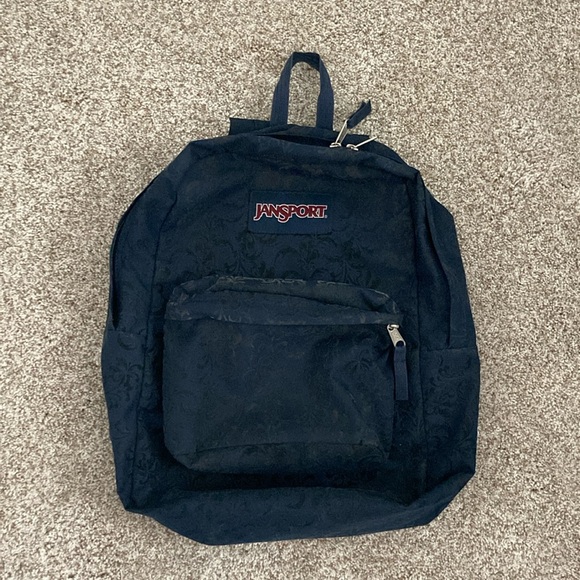 Jansport | Bags | Jansport Navy Blue Velvet Backpack | Poshmark